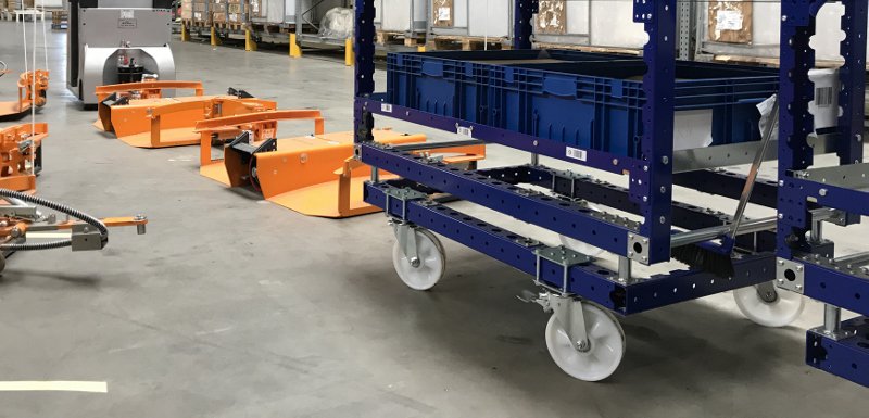 FlexQube and STILL Liftrunner Tugger Train System | FlexQube