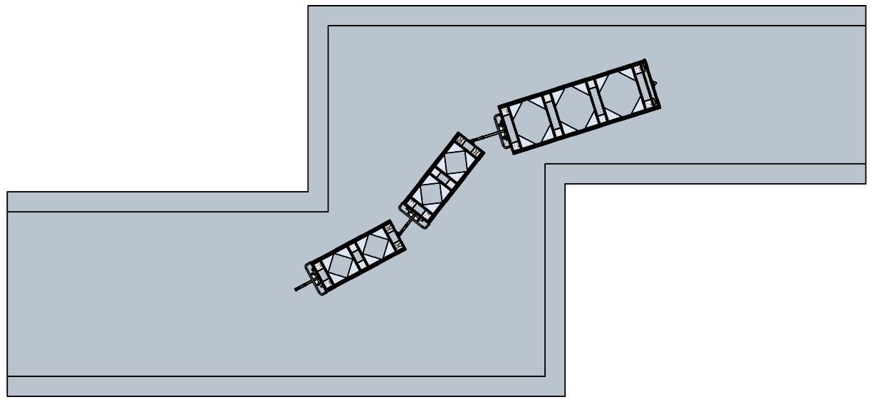 Simulation of tracking properties for tugger trains | FlexQube
