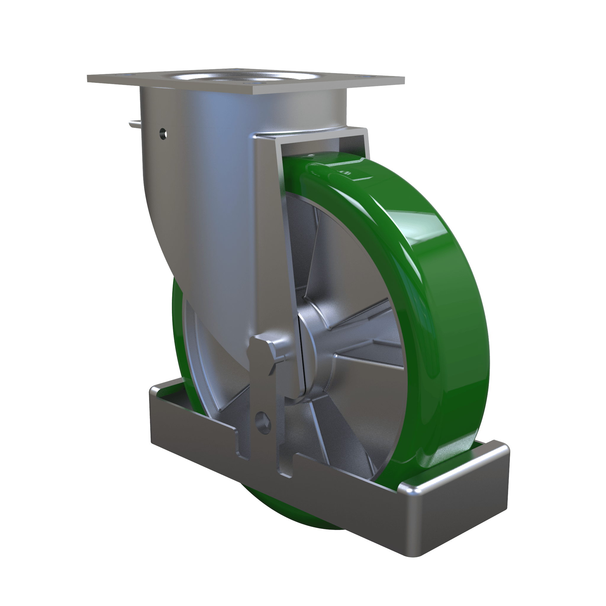 Caster Poly. - 200 mm Swivel w.Guard | FlexQube