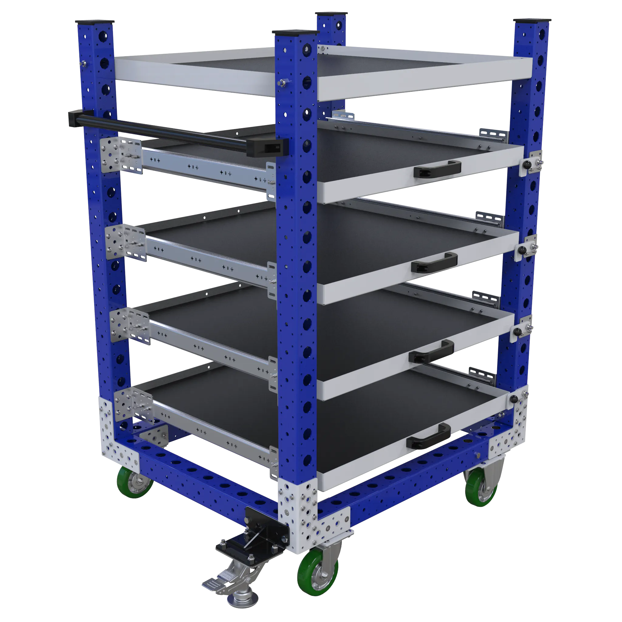 Carro de estante plano extensible - 840 x 980 mm | FlexQube